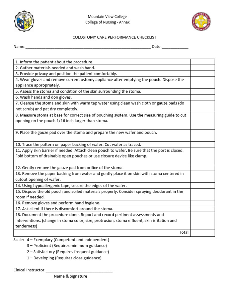 Colostomy Checklist | PDF
