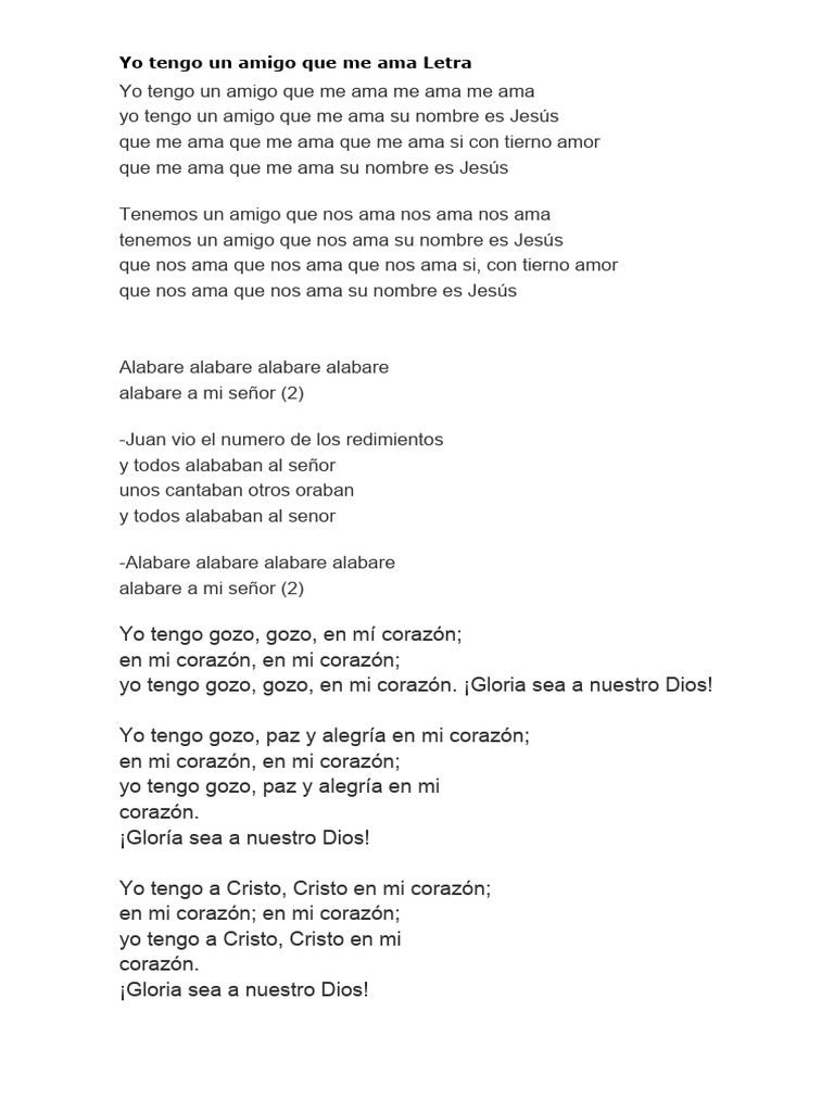 Yo Tengo Un Amigo Que Me Ama Letra | PDF | Artes del Lenguaje y ...