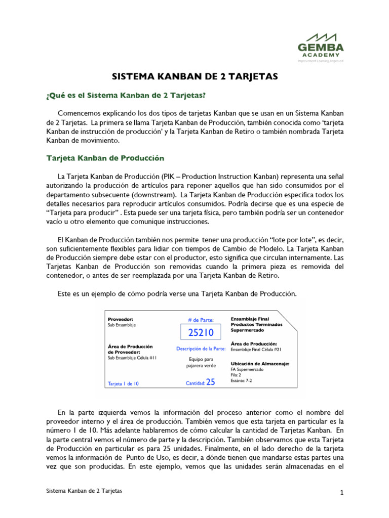 02 Sistema Kanban de 2 Tarjetas | PDF | Información