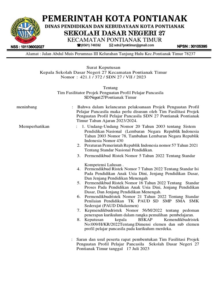 SK KOORDINATOR P5 27 Timur | PDF