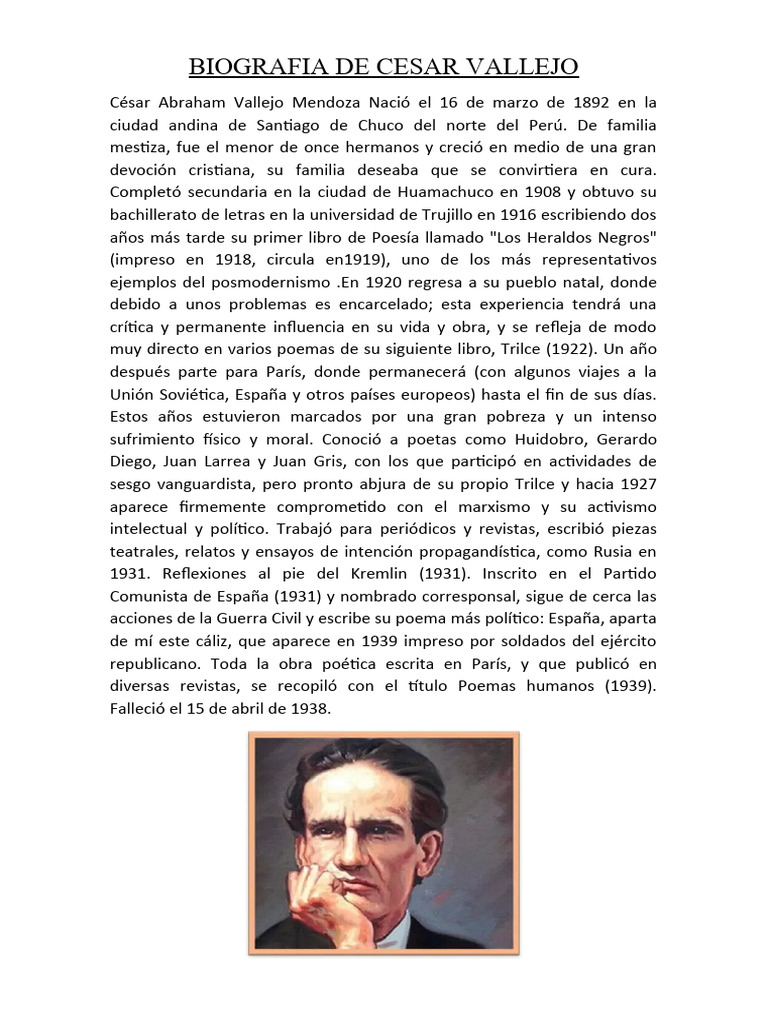Biografia de Cesar Vallejo | PDF