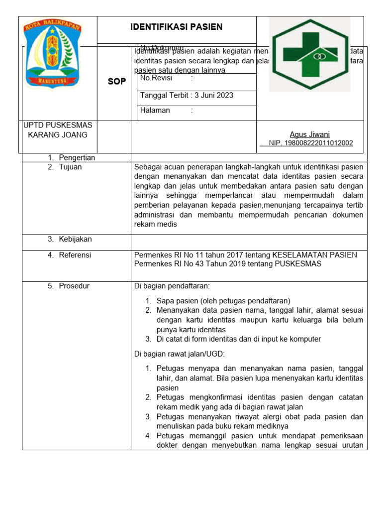 Identifikasi Pasien | PDF