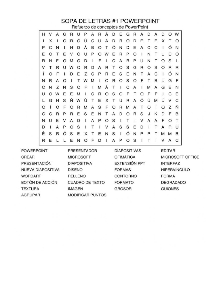 Sopa de Letras Power Point | PDF