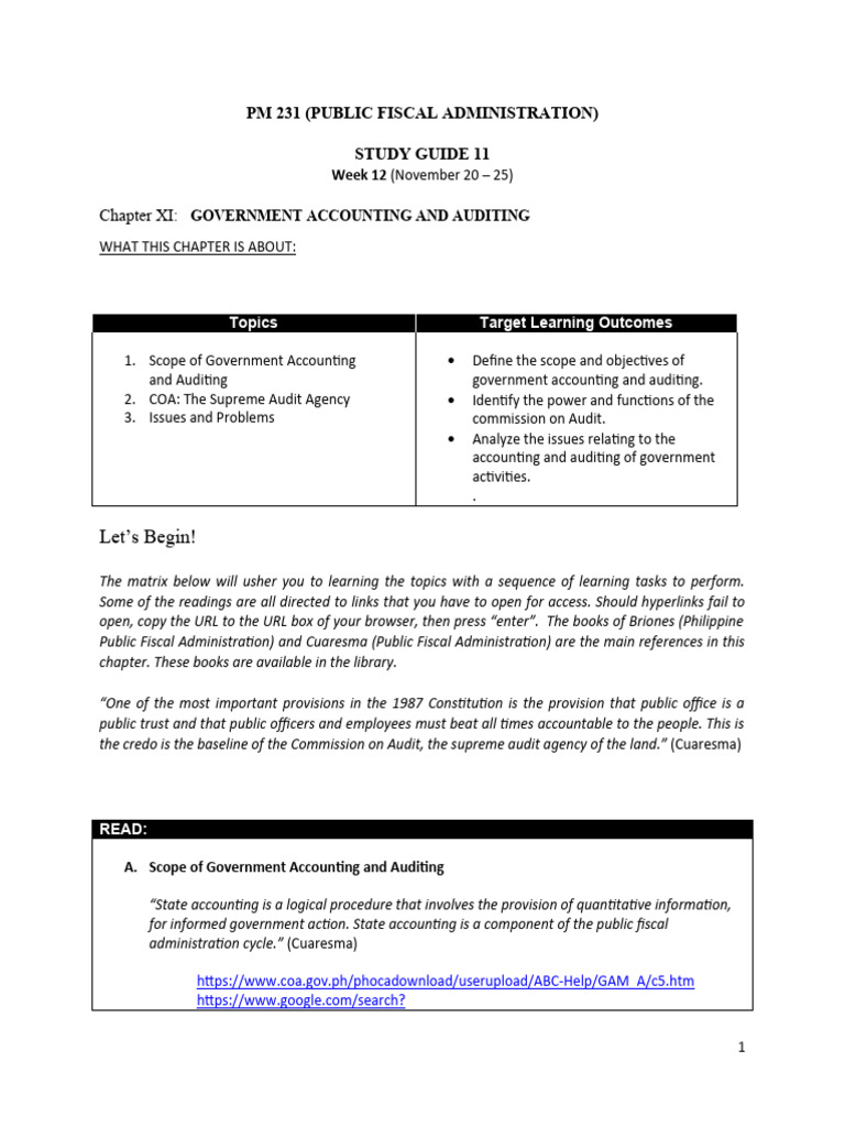 Study Guide 11 Pm 231 Pdf Audit