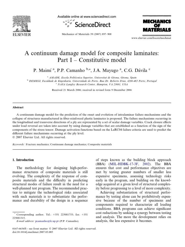 Continuum Damage Model for Composites | PDF | Stress (Mechanics) | Fracture