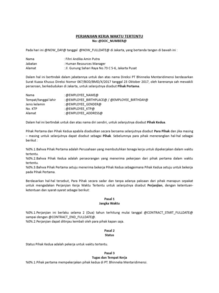 PKWT | PDF | Bisnis | Hukum