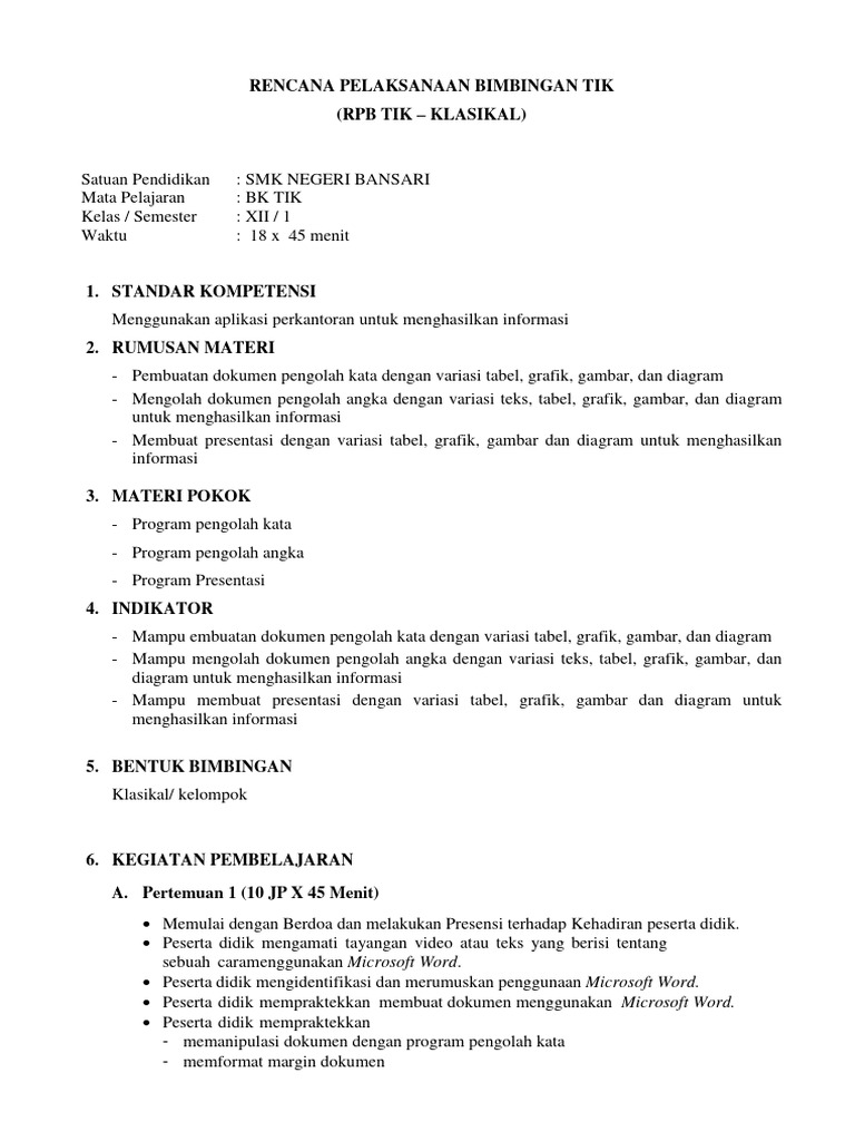 RPP BK Tik Xii 2023-2024 | PDF