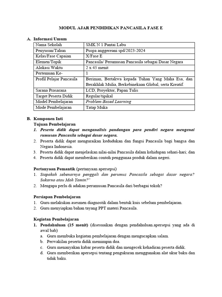 MODUL AJAR BAB 1 final | PDF