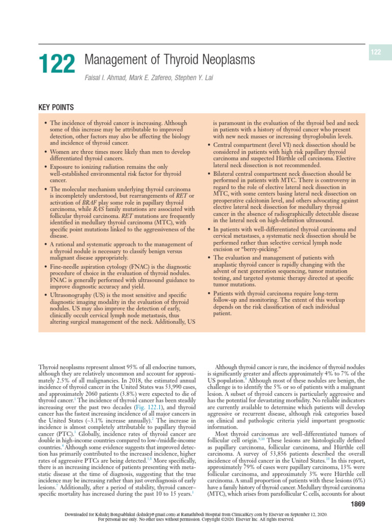 Management of Thyroid Neoplasms | PDF | Common Carotid Artery | Thyroid