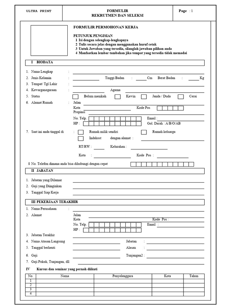 Form Rekrutmen | PDF | Karier & Perkembangan