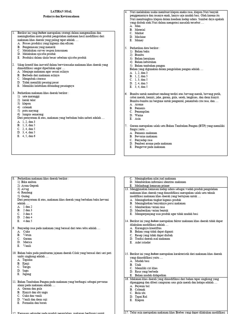 Latihan Soal Pkwu | PDF