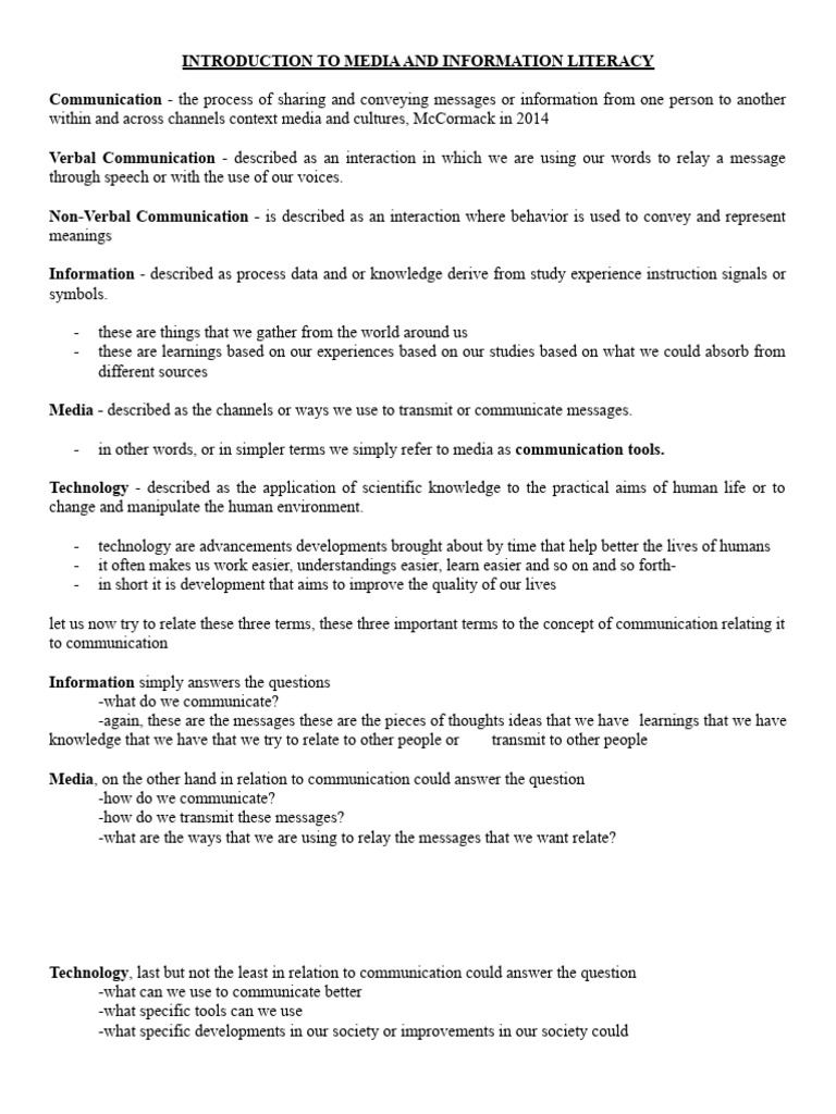 Introduction To Media and Information Literacy | PDF | Mass Media ...