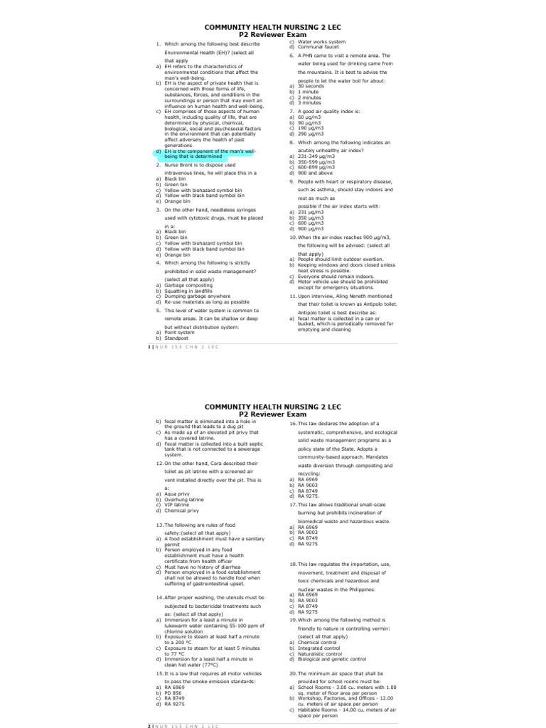 chn2 Lec Reviewer | PDF | Infection | Diseases And Disorders
