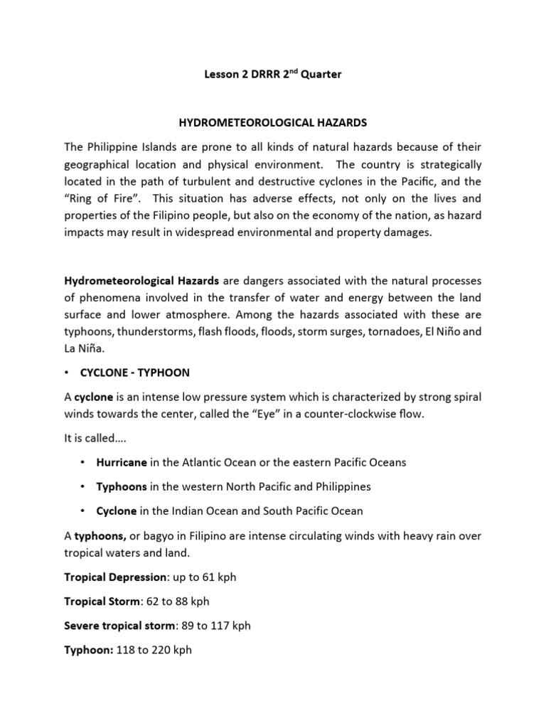 Lesson 1 DRRR | PDF | Tropical Cyclones | Storms