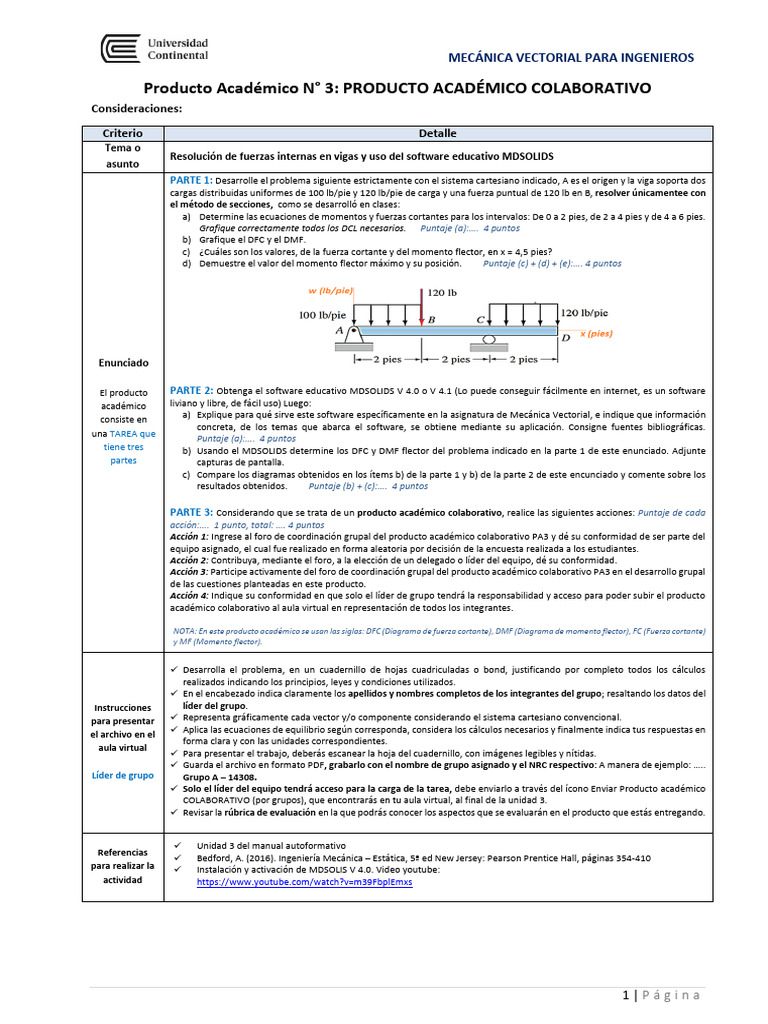 Pa3 Producto Académico Colaborativo - Mvpi - 2023-10a A | PDF | Viga (Estructura) | Software