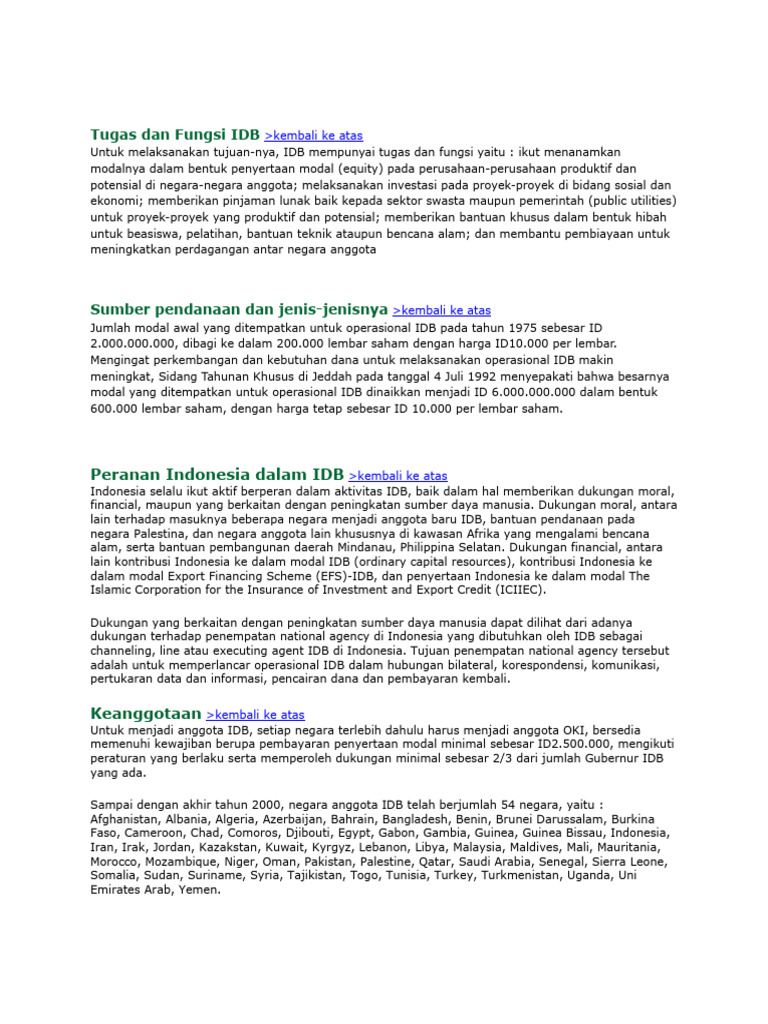 Tugas Dan Fungsi IDB | PDF | Bisnis