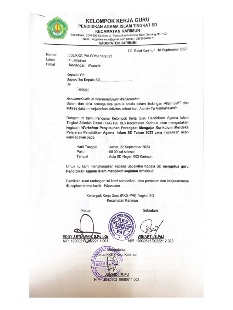 Undangan dan Proposal KKG PAI | PDF