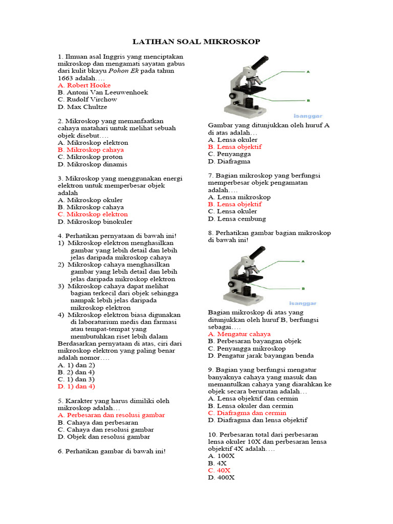 Latihan Soal Mikroskop | PDF