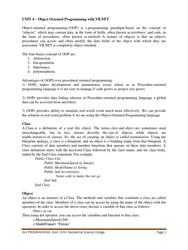 Gui Unit 4 Pdf Object Oriented Programming Inheritance Object Oriented Programming 4350