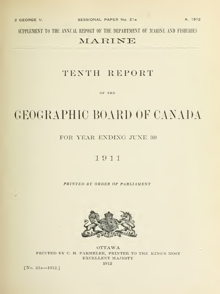 10th Report of Geographical Board of Canada, 1912 | PDF | English ...