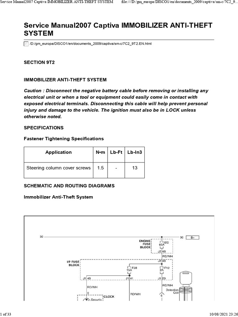 Immobilizer Anti-Theft System | PDF | Ignition System | Electrical ...
