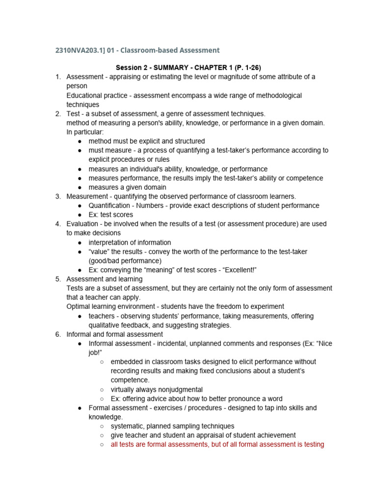 2310NVA203.1) 01 - Classroom-Based Assessment | PDF | Educational ...