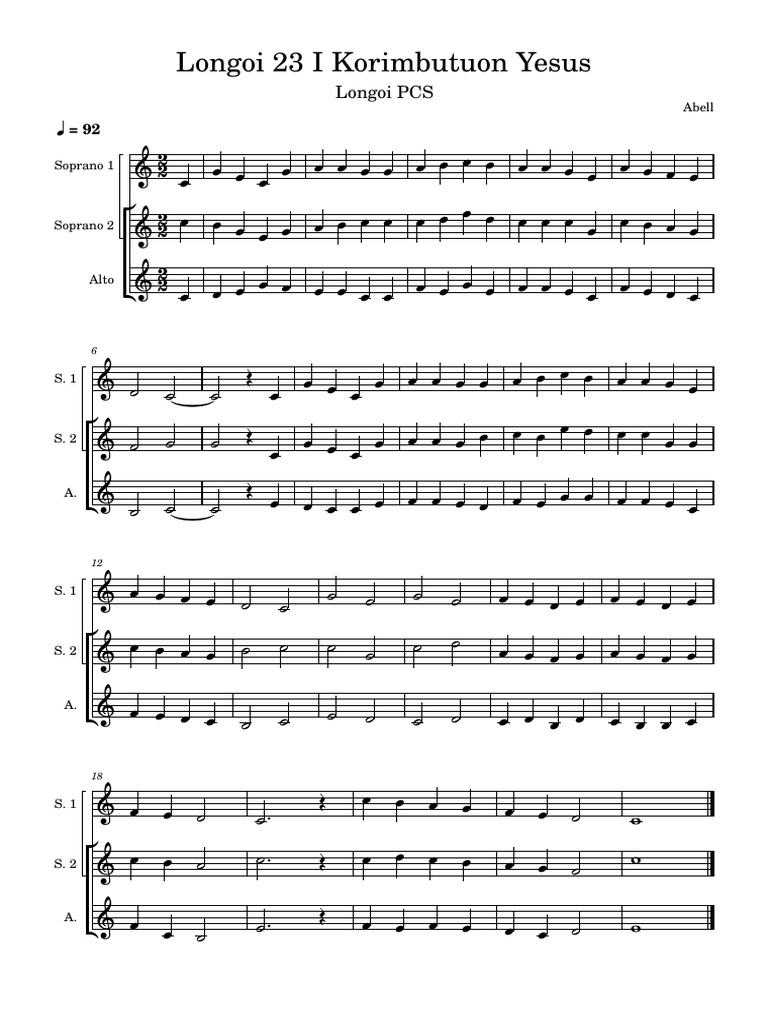 Longoi 23 I Korimbutuon Yesus Full Parts | PDF