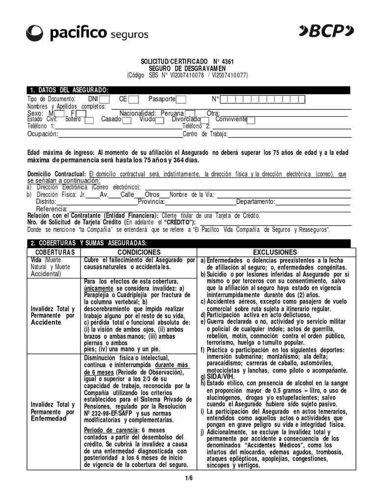 Seguro Desgravamen | PDF | Póliza de seguros | Seguro