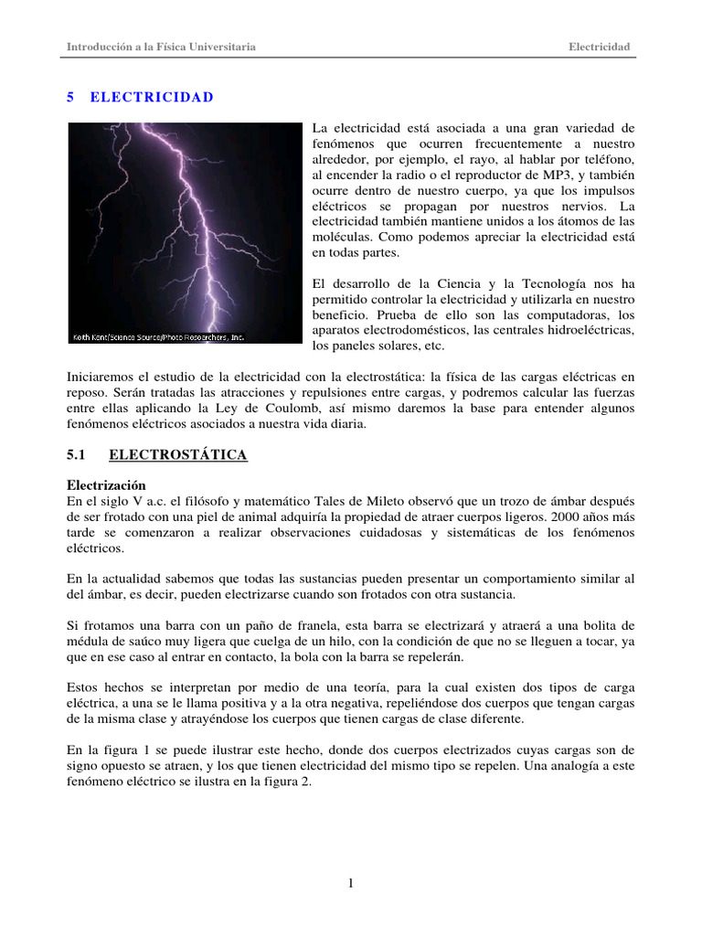 Introducción a la Electricidad | PDF | Electrostática | Electrón
