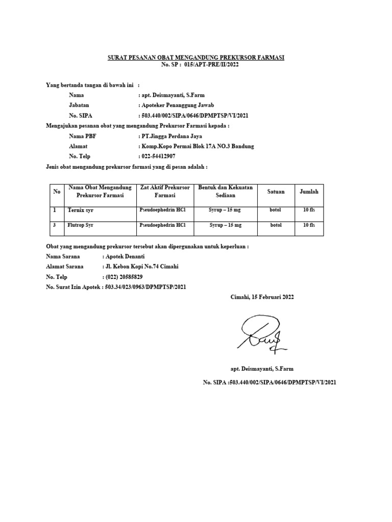 Pesanan Obat Flutrop dan Ternix | PDF