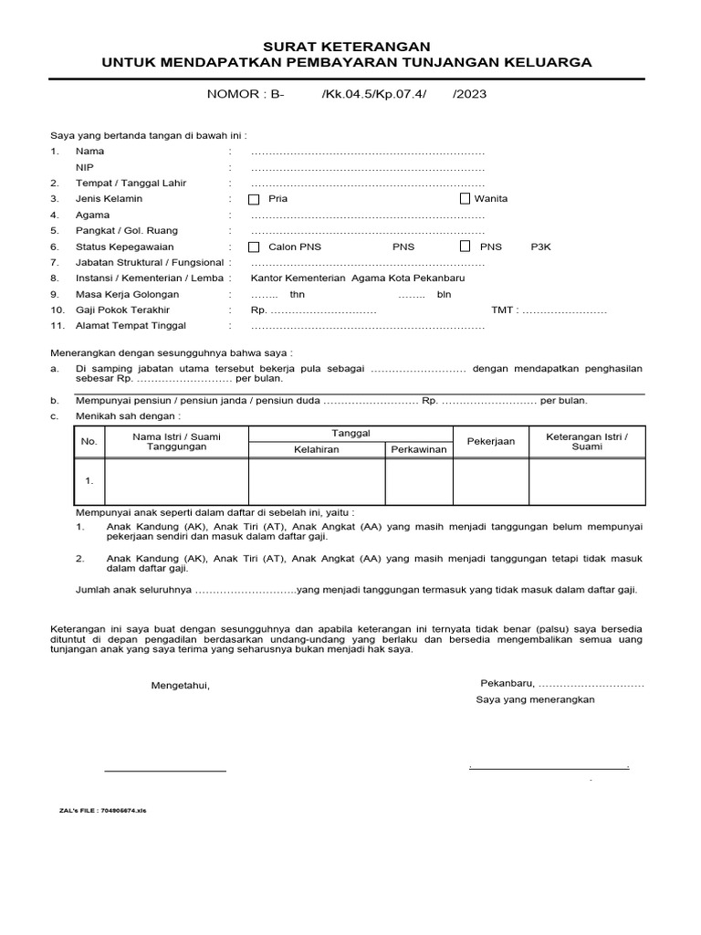 CONTOH, Formulir Model C | PDF