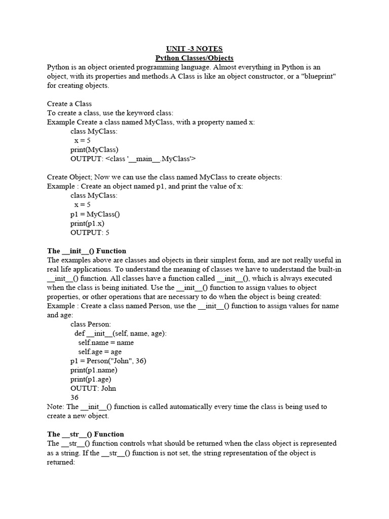 Unit 3 Notes Pdf Class Computer Programming Inheritance Object Oriented Programming 