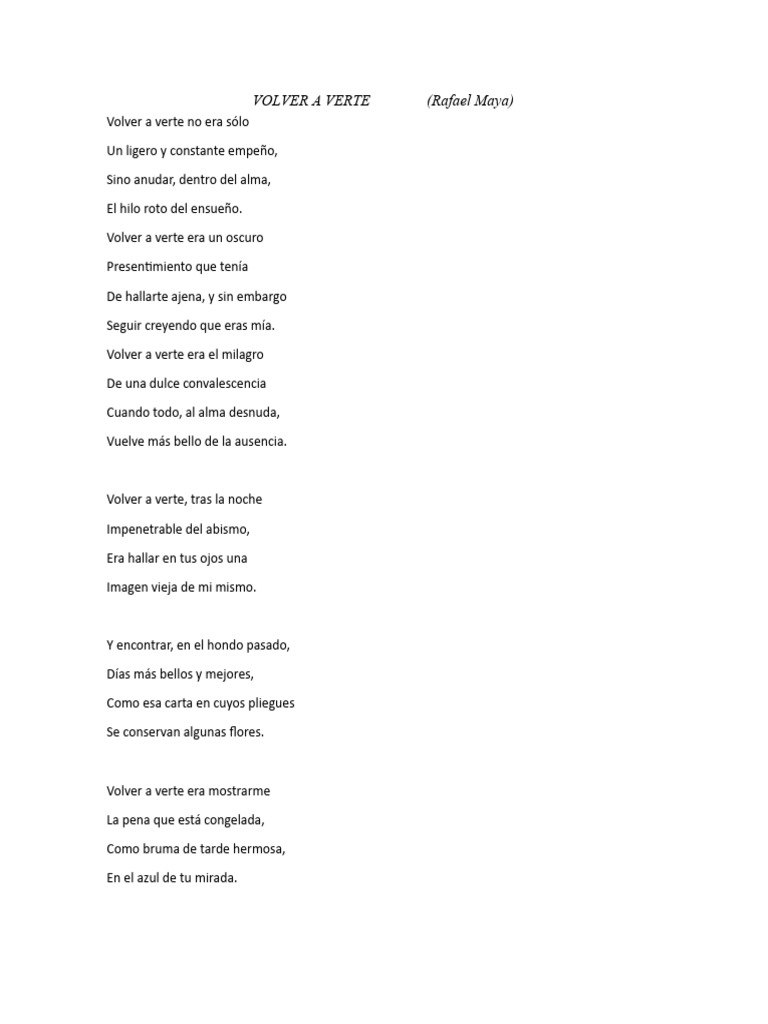 Poema "Volver a verte" de Rafael Maya | PDF