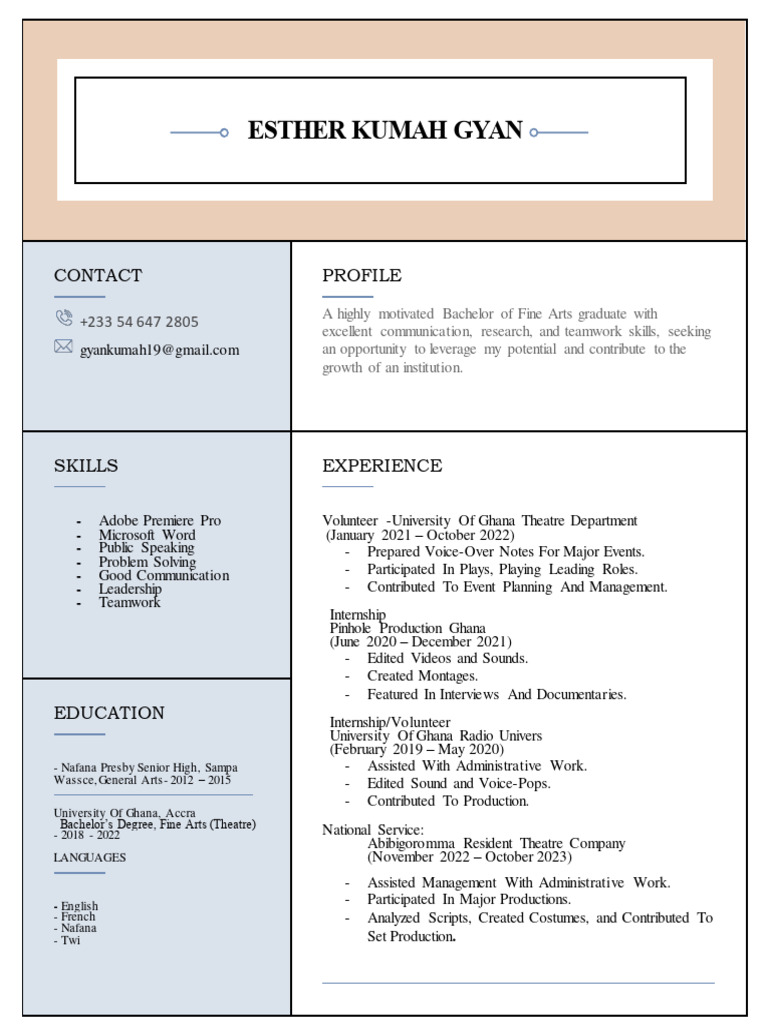 Esther 1page CV | PDF