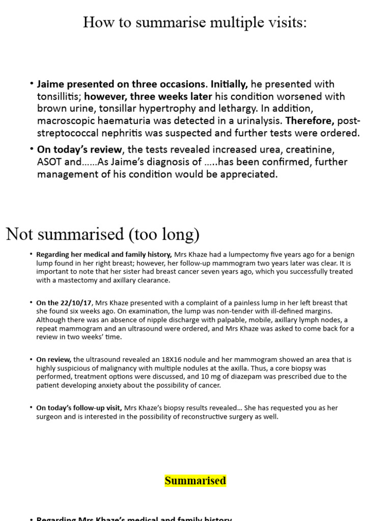 Summarising Multiple Visits | PDF | Mammography | Breast Cancer