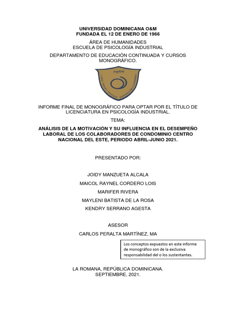 Grupo 3 Informe Final | PDF | Motivación | Motivacional