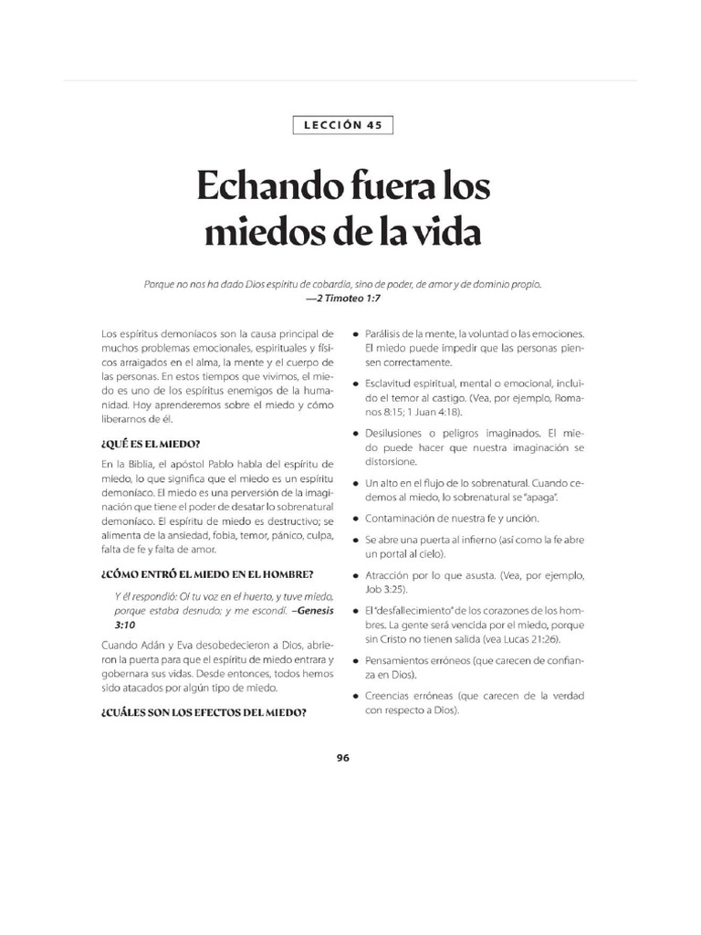 Echando Fuera Los Miedos de La Vida | PDF
