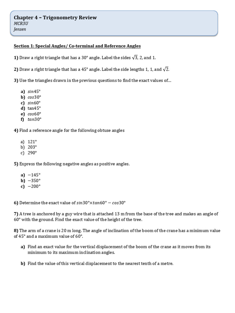 Chapter 4 Review-5 | PDF | Trigonometric Functions | Triangle