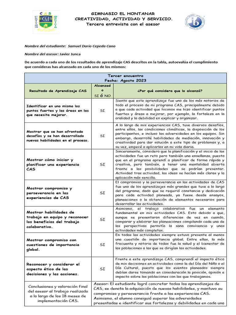 Tercera Entrevista Con El Asesor | PDF | Creatividad | Aprendizaje