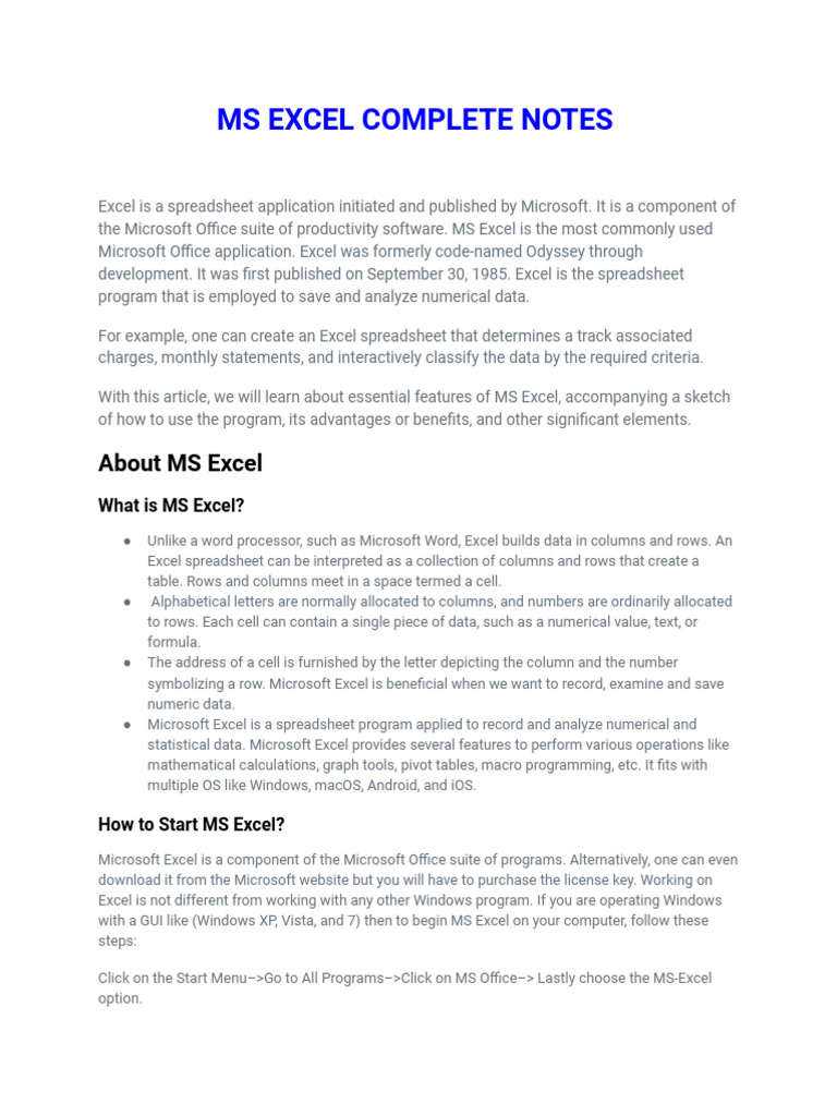 Ms Excel | PDF | Microsoft Excel | Spreadsheet Ms Excel | PDF | Microsoft Excel | Spreadsheet