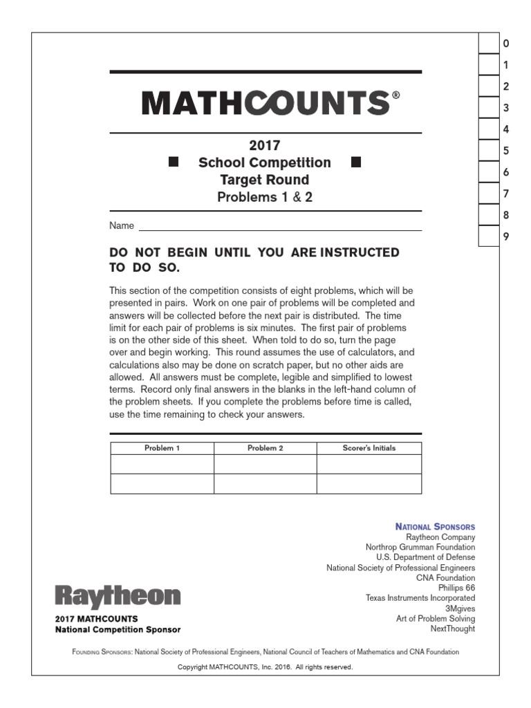 Mathcounts 2016-17 School Level - Target Round | PDF | Mathematics