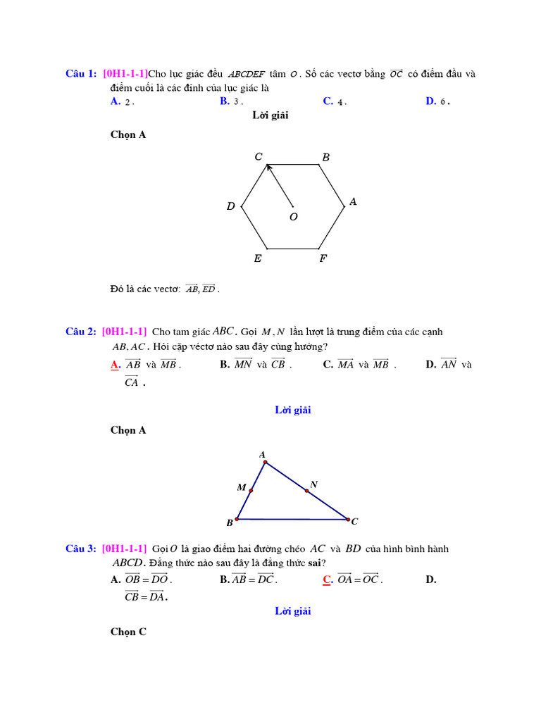 Bai Tap Trac Nghiem Vecto Co Loi Giai Chi Tiet | PDF