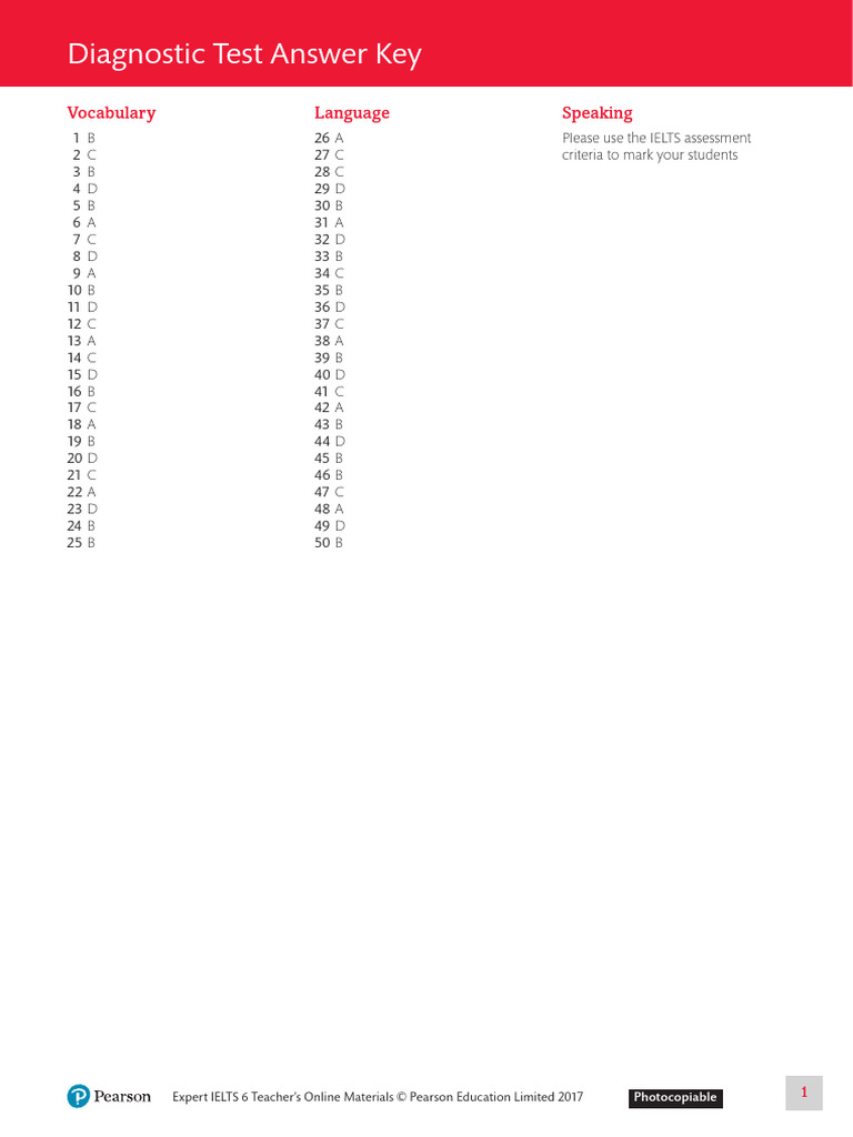 CB 6 Diagnostic Test Answer Key | PDF