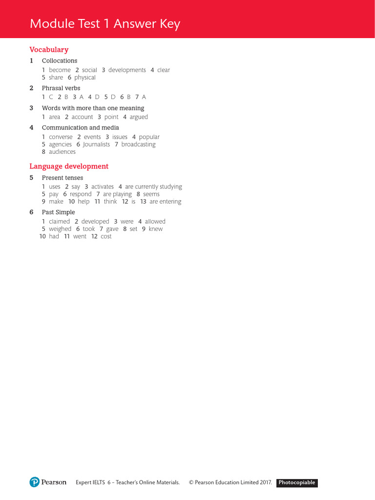 CB 6 Module Test 1 Answer Key | PDF