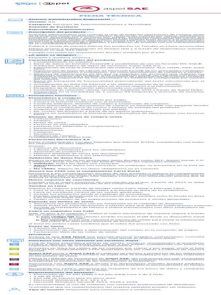Ficha Tecnica Sae 9 | PDF | Las compras en línea | Software