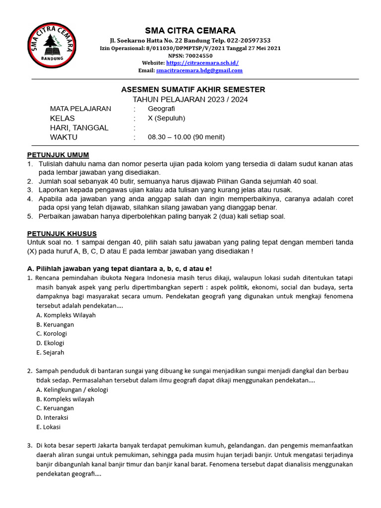 SAS Geo Kelas 10 | PDF