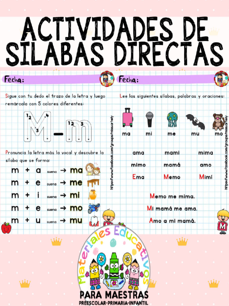 Cuaderno Con Actividades Sílabas Directas Recopilado Por Materiales ...