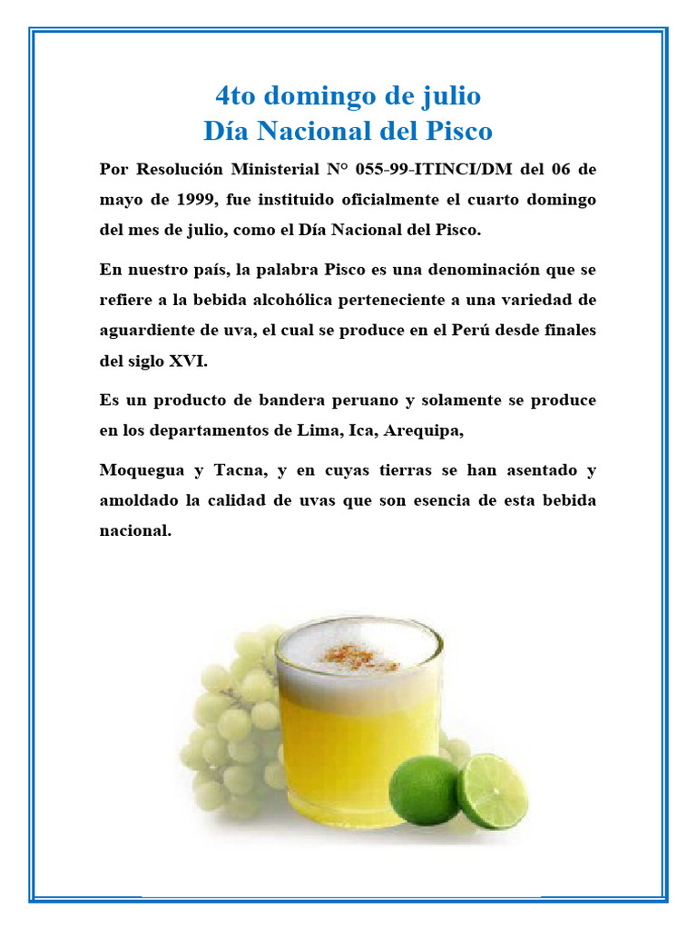 Día Nacional Del Pisco | PDF