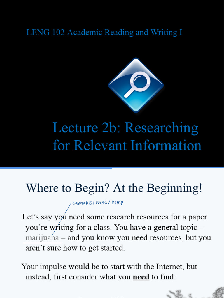 Lecture 2b Researching For Relevant Information - Student | PDF ...