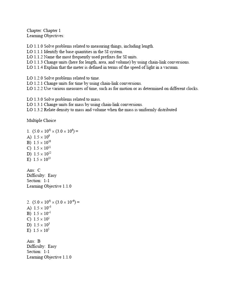 CH 01 | PDF | Kilogram | International System Of Units